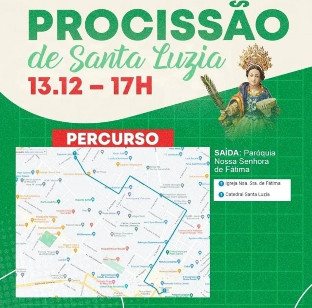 Procissão de Santa Luzia vai começar às 17 horas